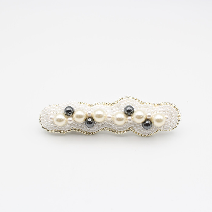 "Barrette perlée" - hématite de la collection "Lune de Miel"